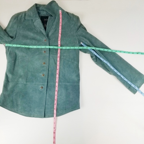 ZaZee | Jackets & Coats | Zazee Teal Suede Turquoise Leather Jacket ...